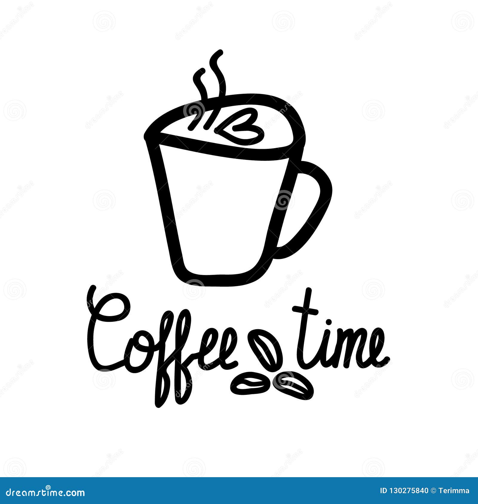 Cup of Coffee, Text `Coffee Time`, Vector Stock Vector - Illustration ...