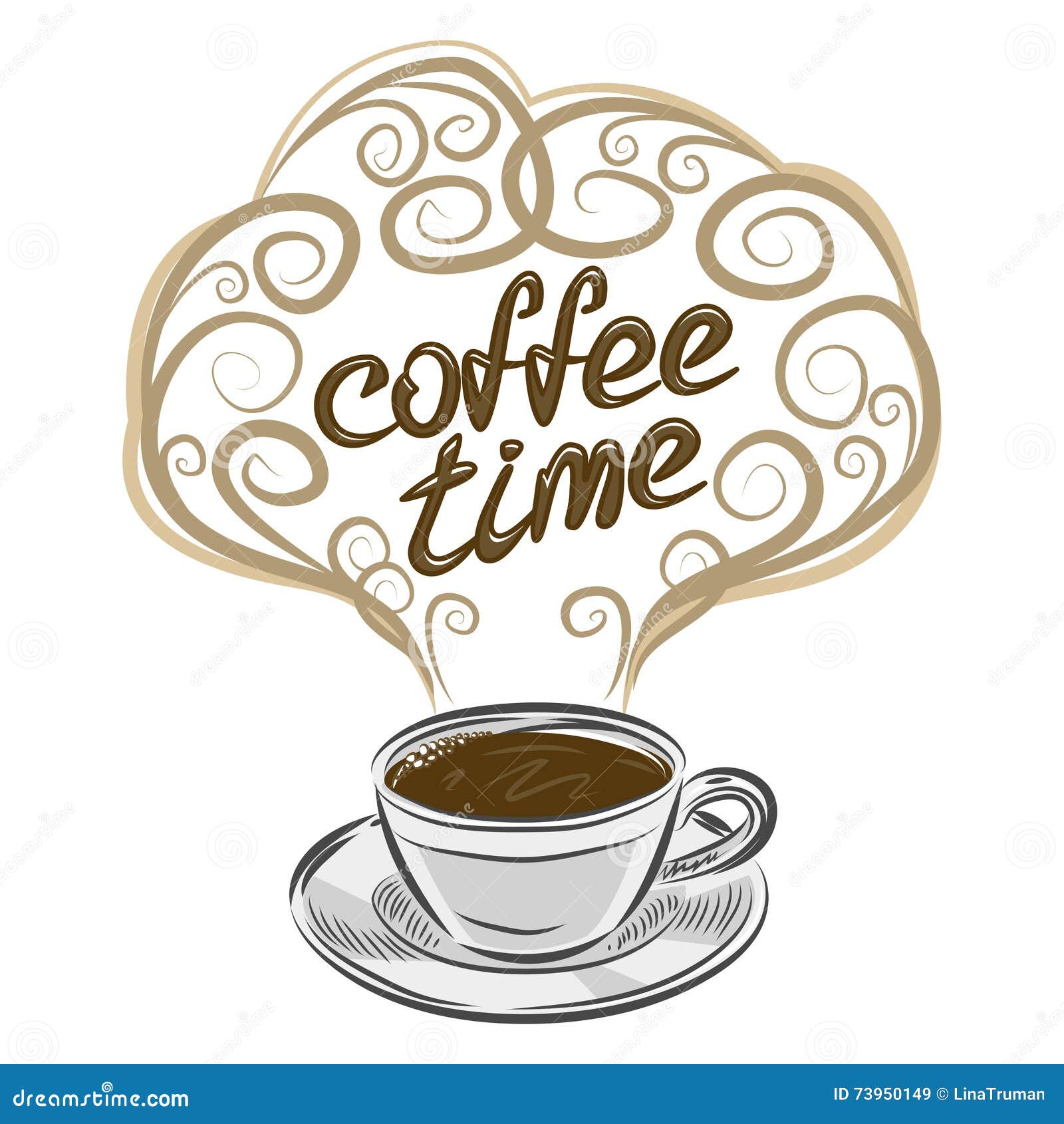 Cup of Coffee with Text and Ornaments. Vector Stock Vector ...