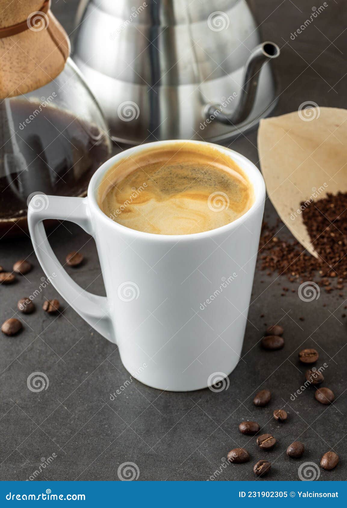 A Cup of Coffee and Third Generation Pour Over Coffee Brewing Equipment ...