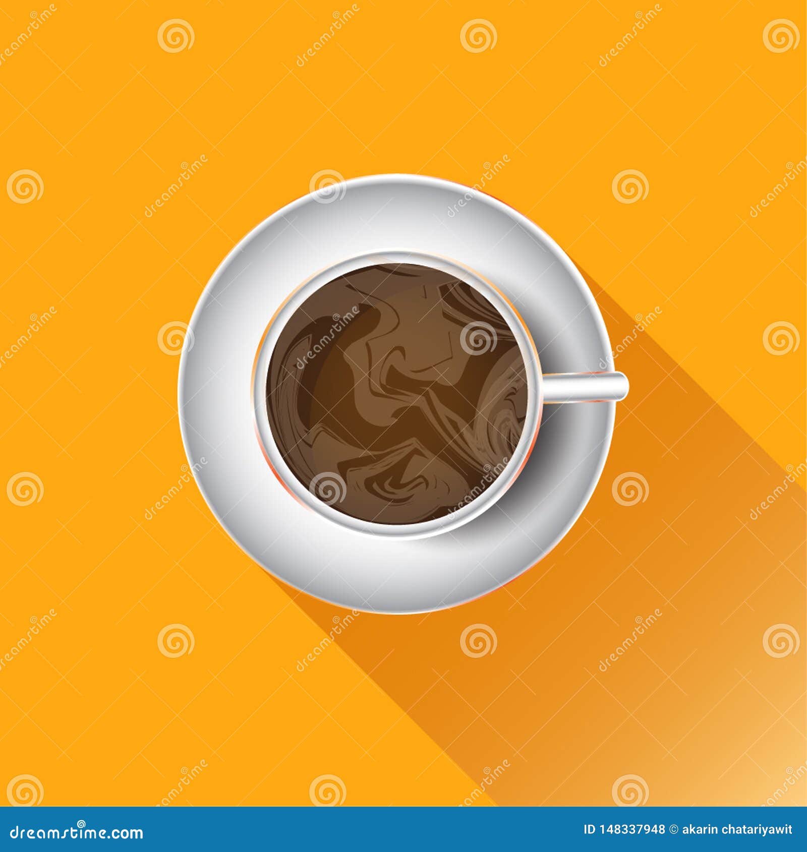 Cup of coffee top view. stock vector. Illustration of espresso - 148337948