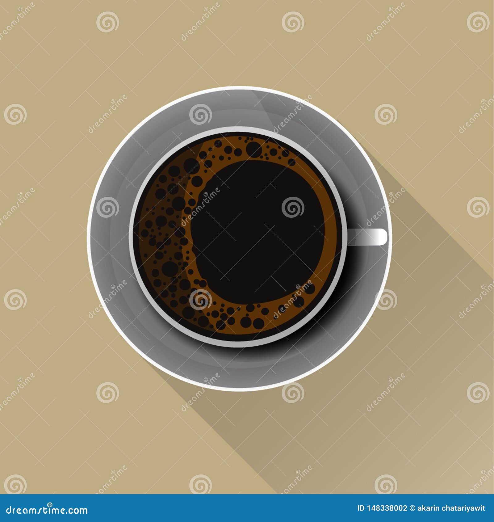 Cup of coffee top view. stock vector. Illustration of drawing - 148338002