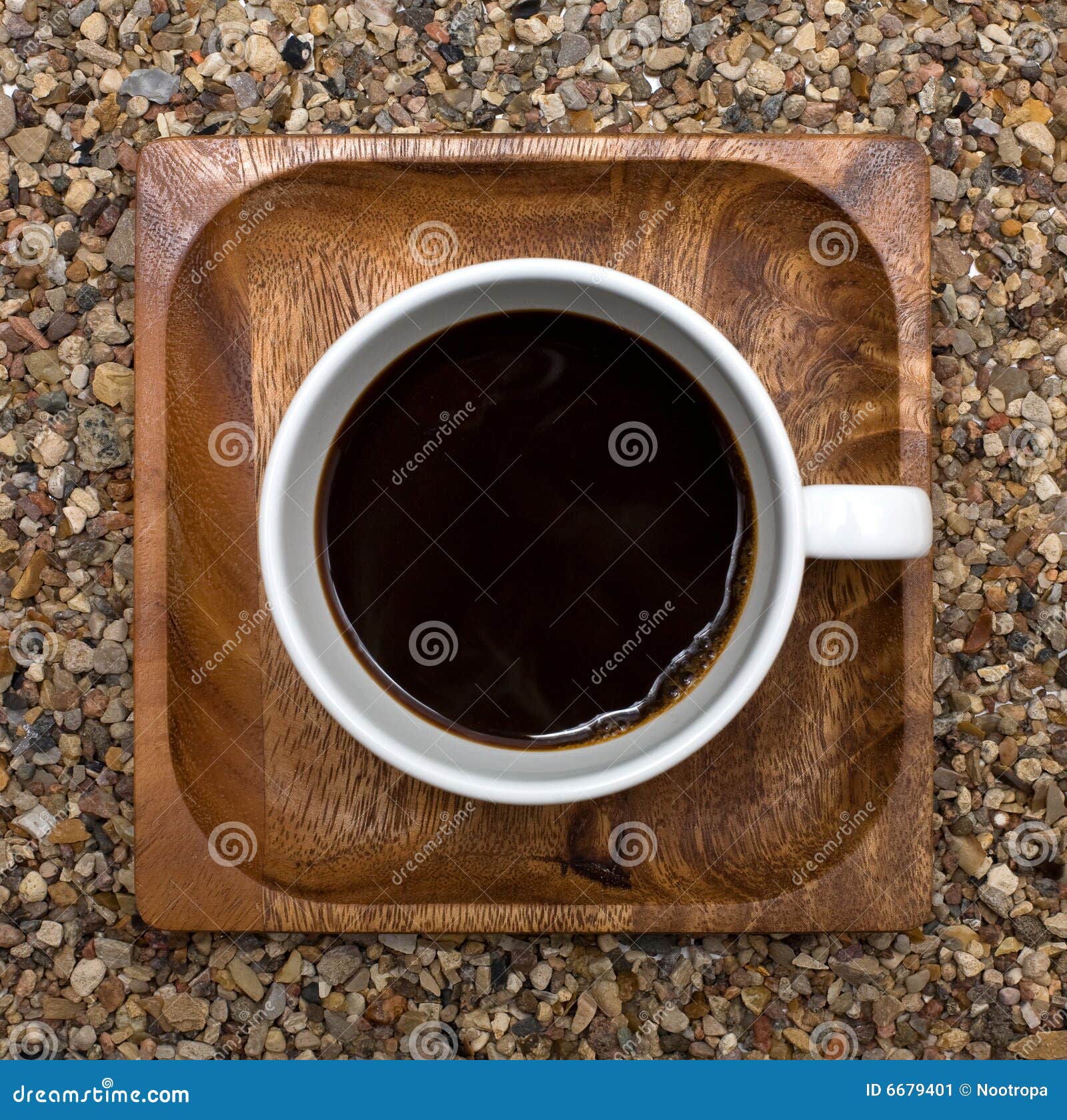 Cup of Coffee Top View on Wooden Square Plate Stock Image - Image of ...