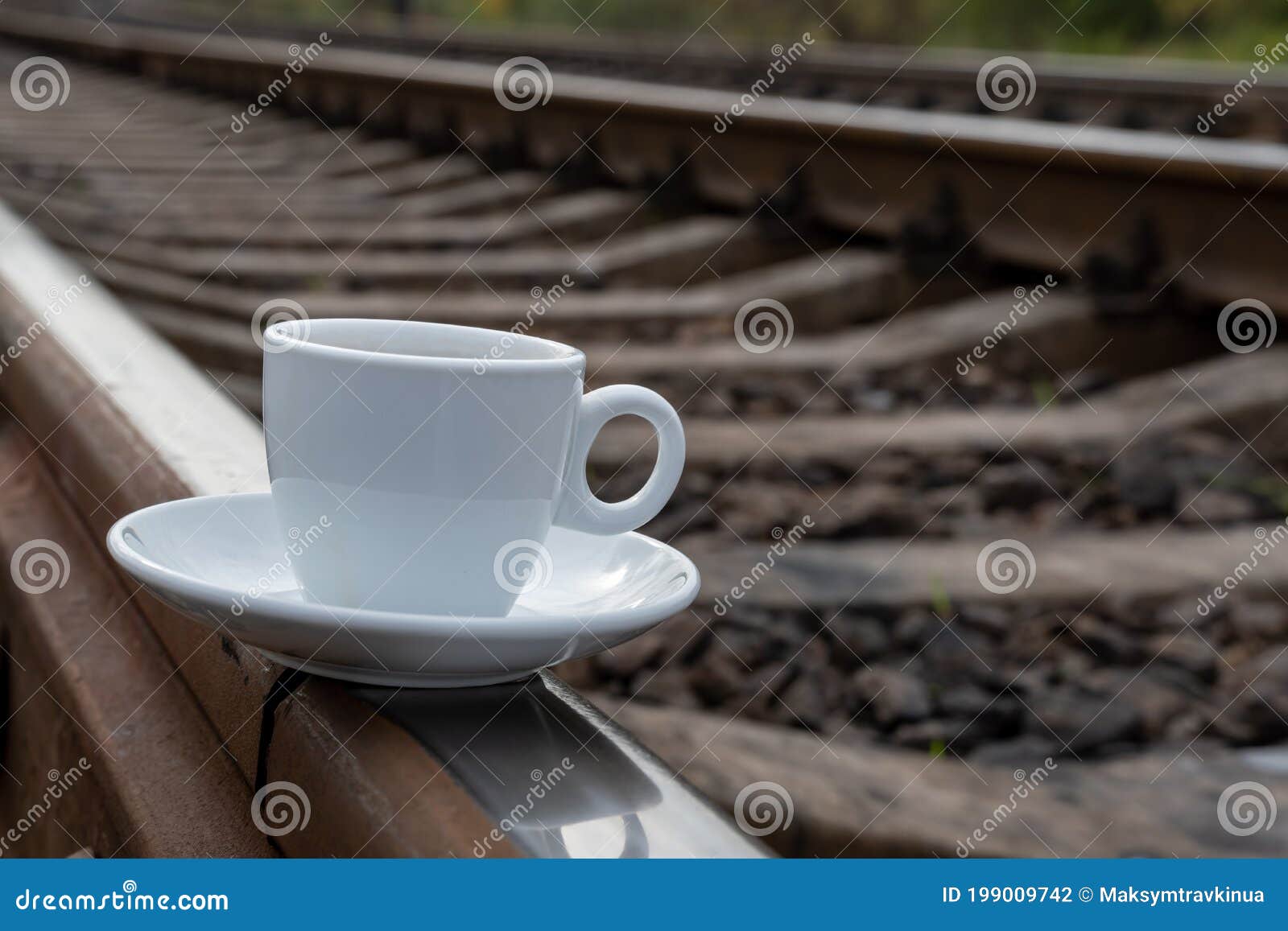 A Cup of Coffee on the Train Tracks Stock Photo - Image of nature ...