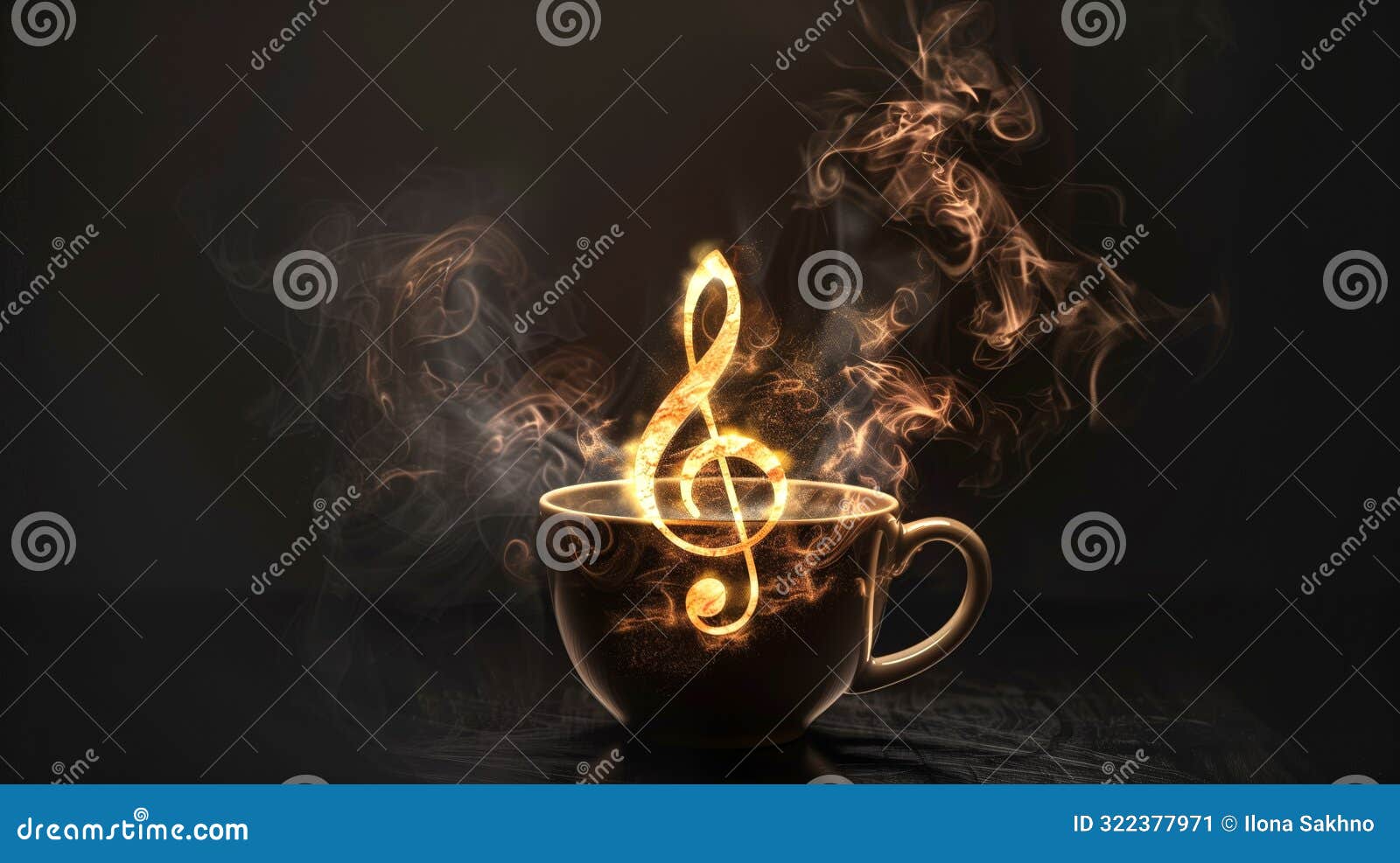 A Cup of Coffee with a Treble Clef Emerging from it Stock Illustration ...