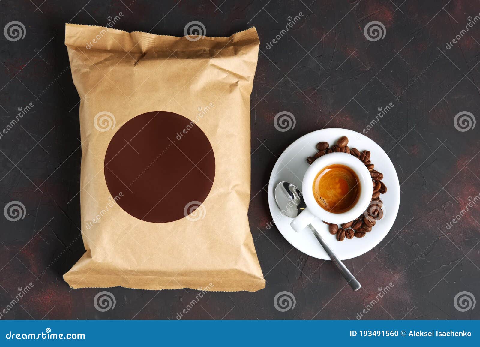 Cup of Coffee and Vacuum Coffee Package Stock Photo - Image of natural ...