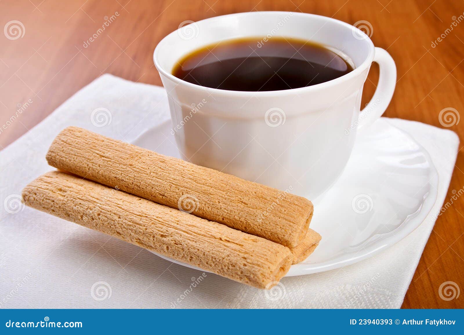 Cup of Coffee with Waffle Cream Puff. Stock Image - Image of chocolate ...