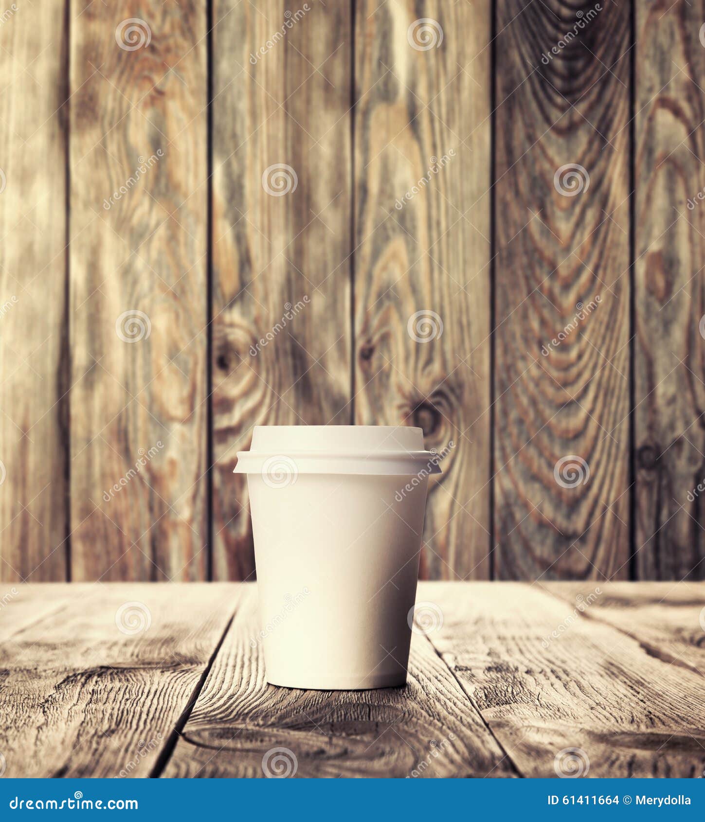 Cup of Coffee on Wood Table Stock Photo - Image of brew, away: 61411664