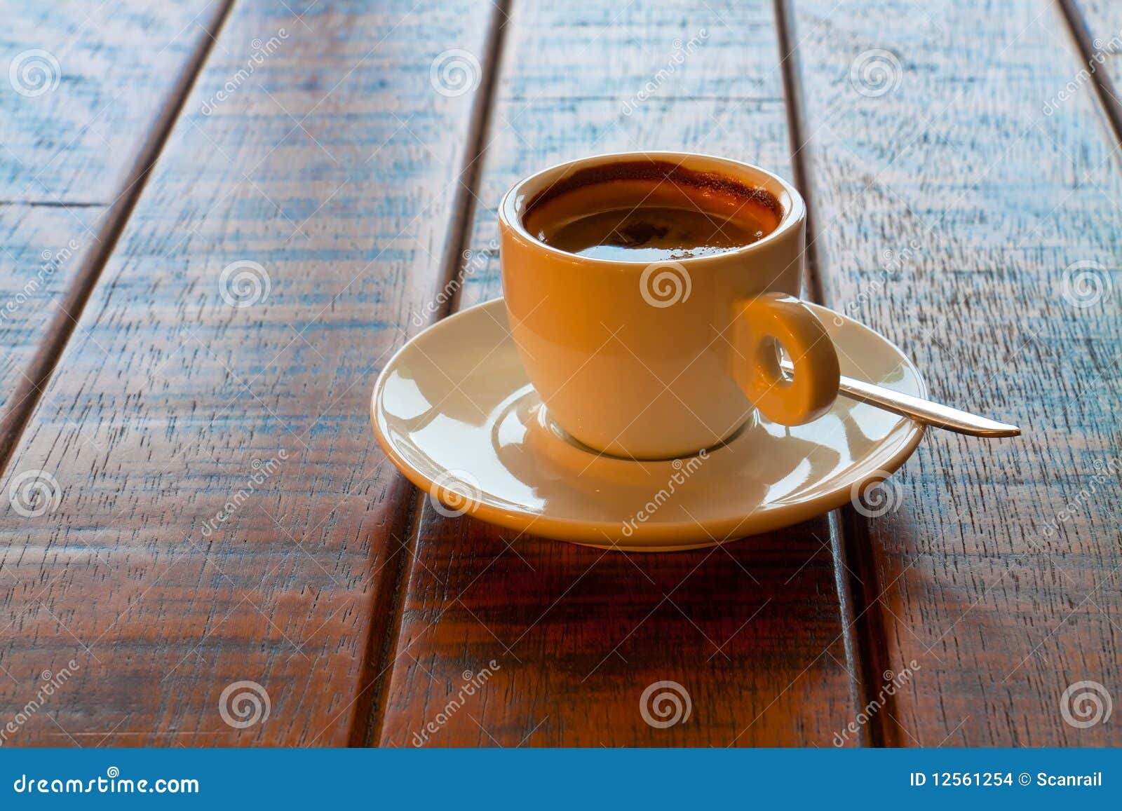 Cup of Coffee on Wooden Table Stock Photo - Image of pause, background ...