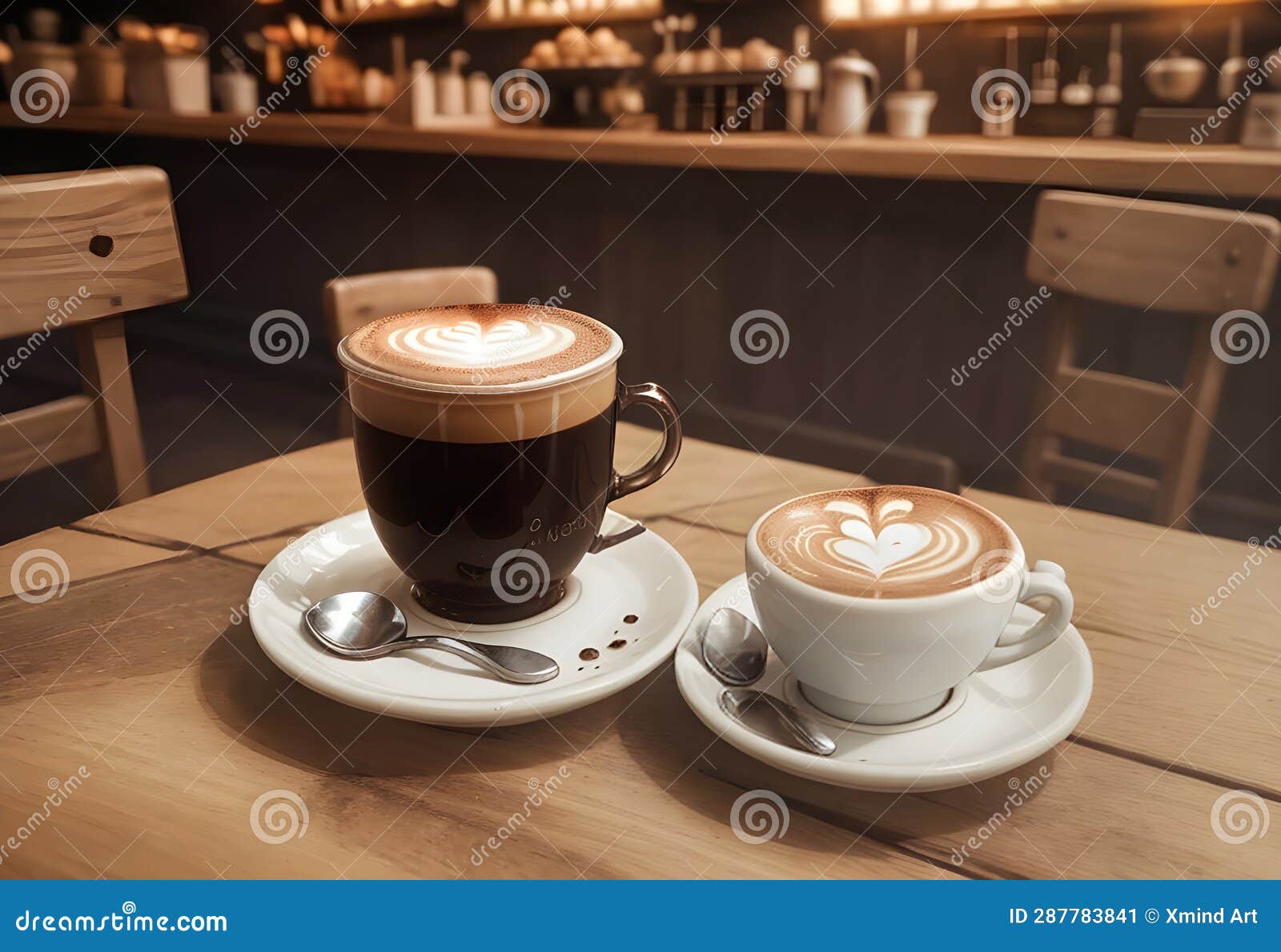 2 Cup of Coffee on Wooden Table Ai Generated Stock Illustration ...