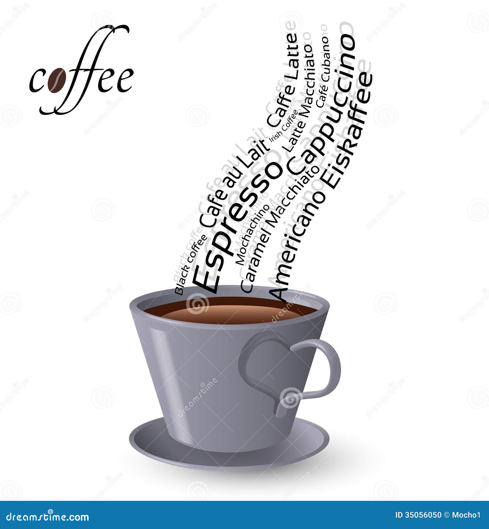 Cup of coffee and words stock vector. Illustration of graphic - 35056050