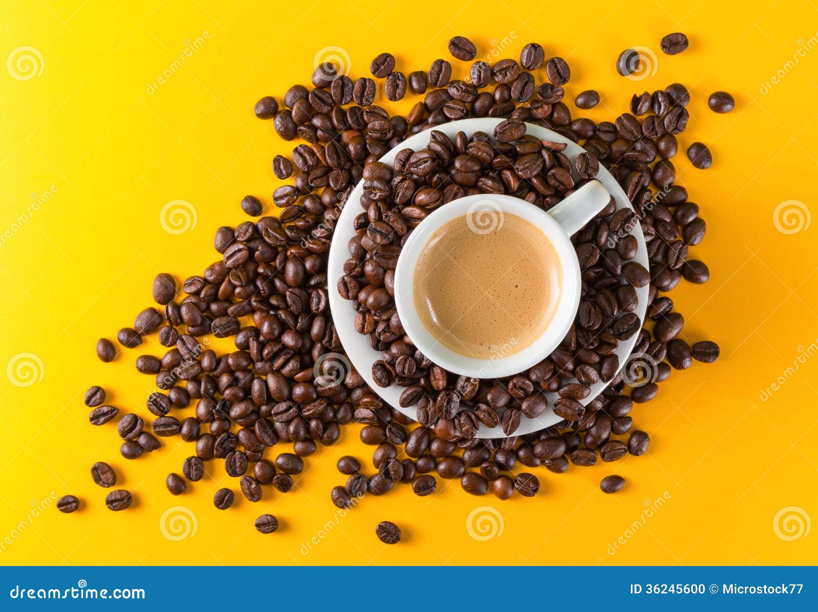 Cup Coffee Yellow Background Stock Photo - Image of foam, high: 36245600