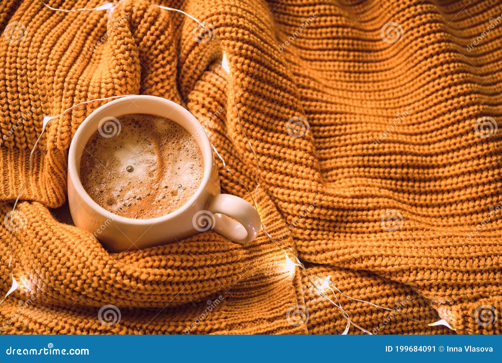 Cup of Coffee, Yellow Sweater. Autumn, Fall Concept Stock Image - Image ...