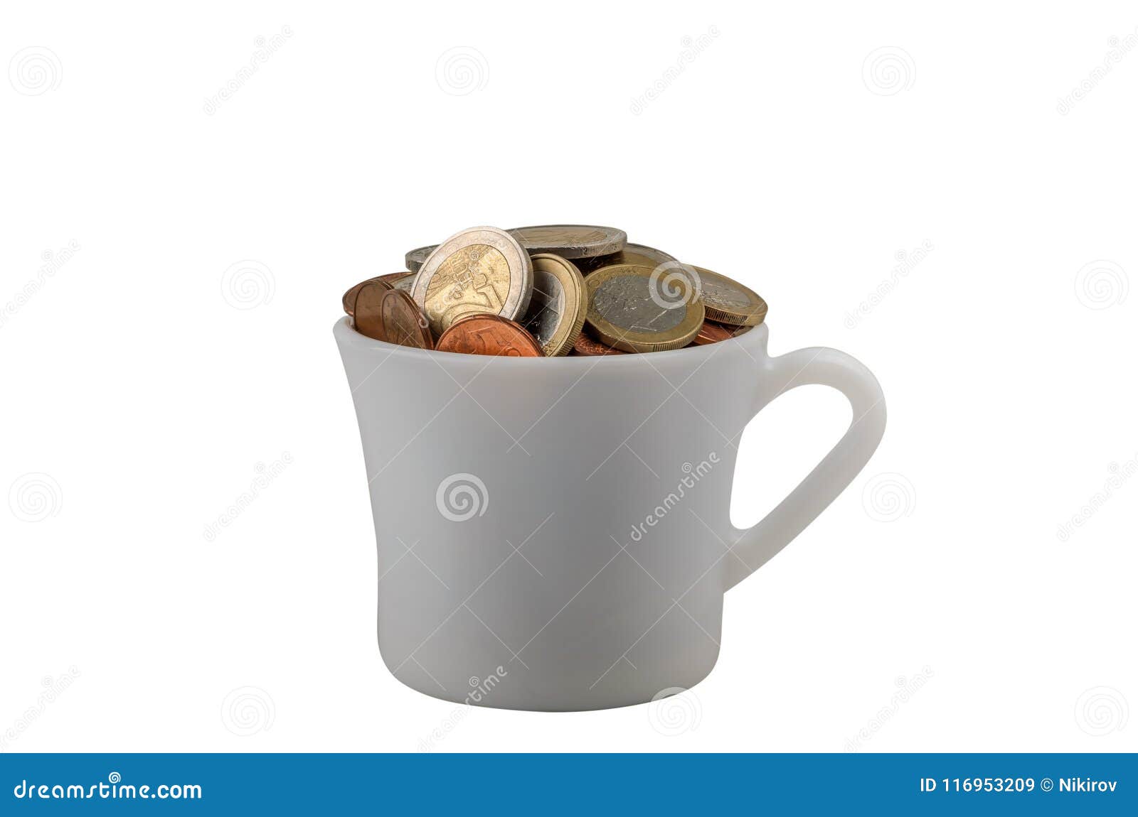 Cup with Coins for Tips Isolated on White Background Stock Image ...