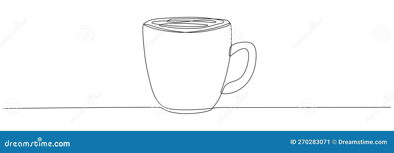 Cup Continuous Line Drawing. Stock Vector - Illustration of silhouette ...