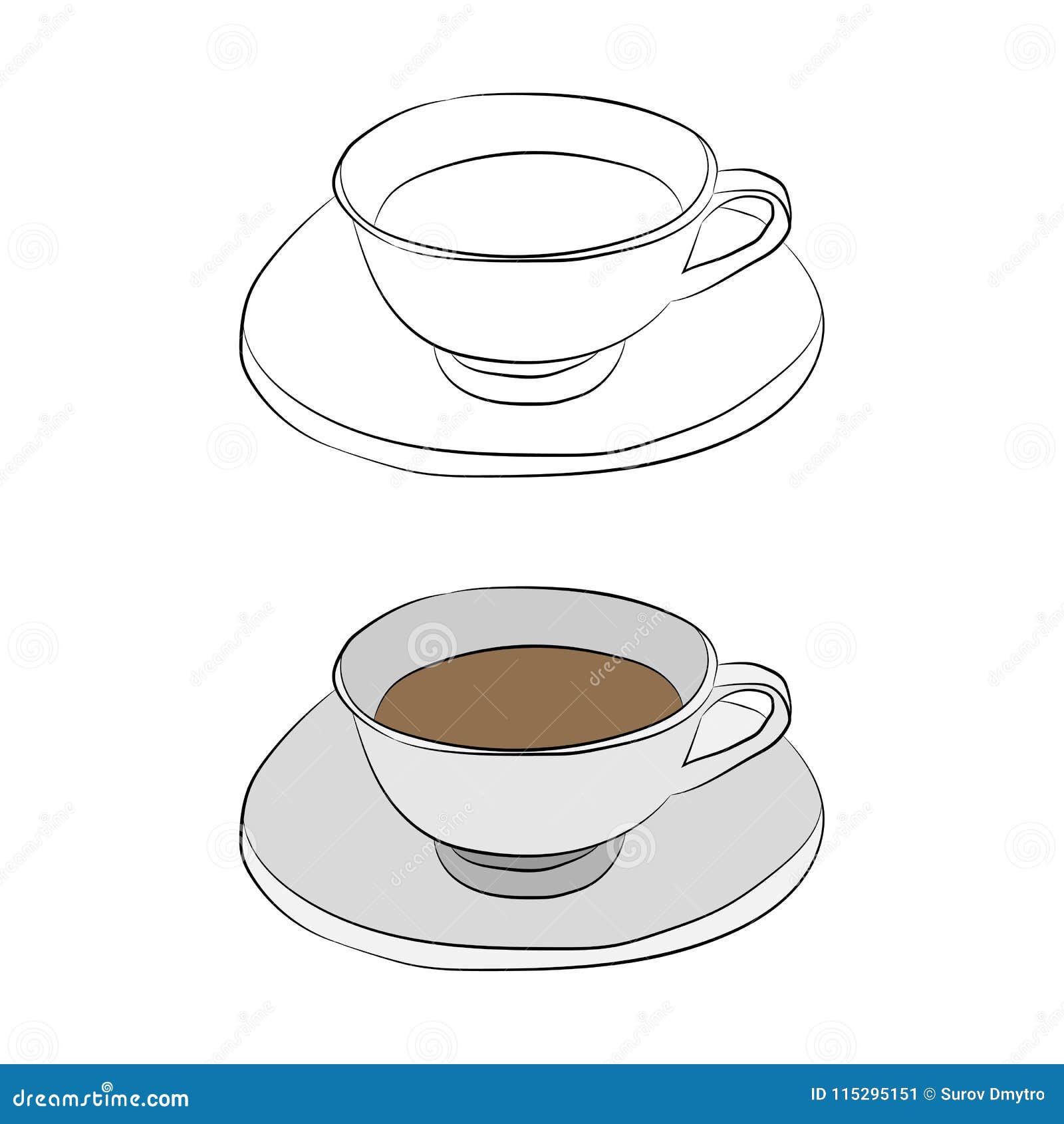 Cup Contour Drawing in Pencil Stock Illustration - Illustration of ...