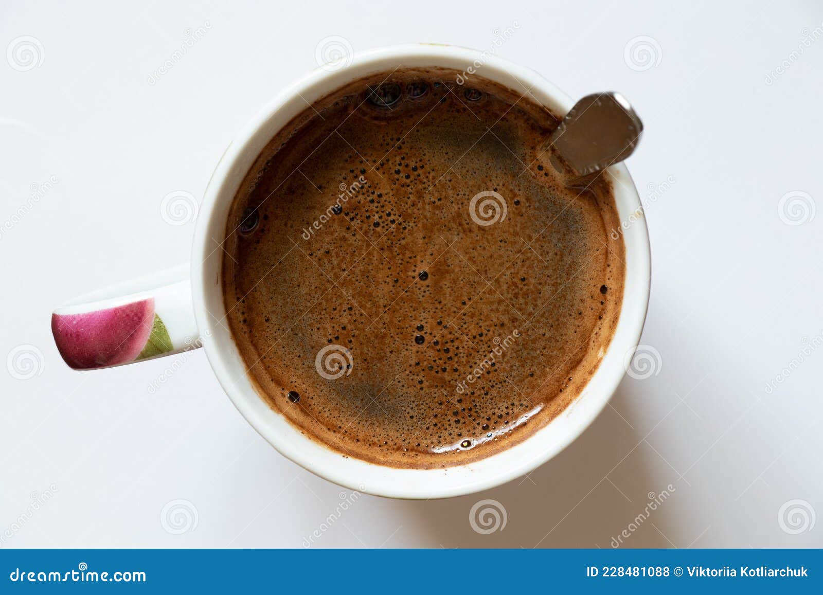 Cup with Custard Coffee on a White Background Top View Stock Photo ...