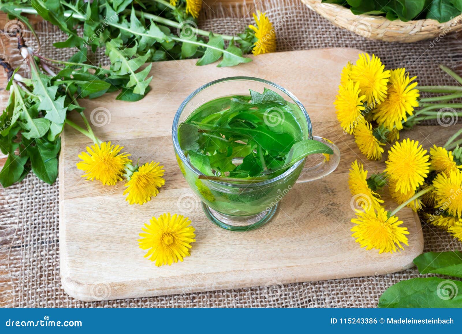 A Cup of Dandelion Tea from Fresh Leaves Stock Photo - Image of ...