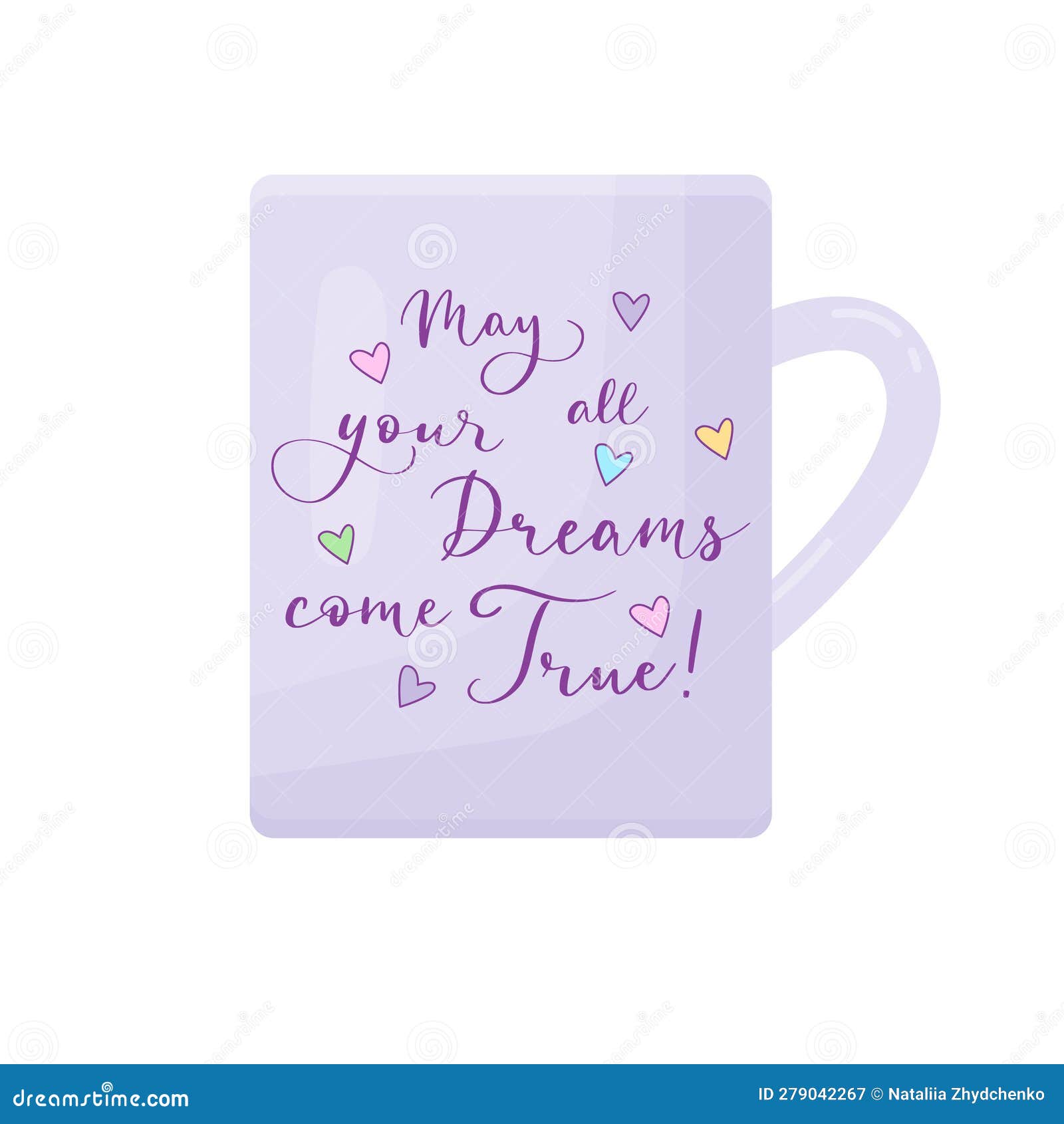 Cup decorated by lettering stock vector. Illustration of wishes - 279042267