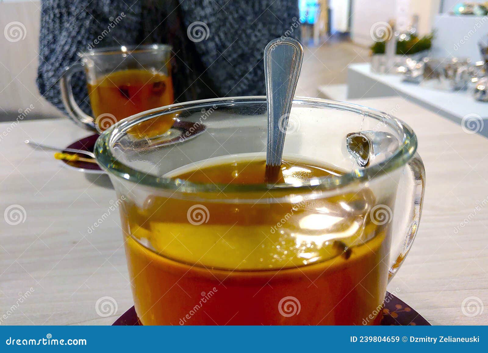 A Cup of Delicious Hot Tea in the Cafe. Stock Image - Image of pastry ...