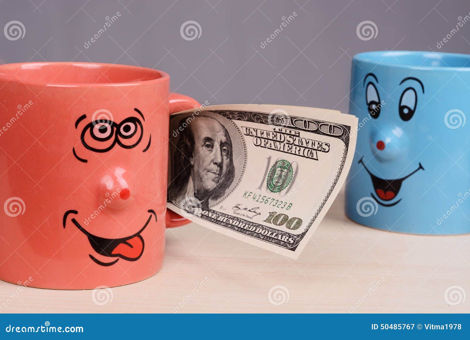 Cup with Dollars Money in the Hand Stock Image - Image of american ...