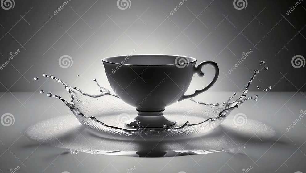 Cup with Dramatic Water Splash and Glowing Reflections. Stock Image ...