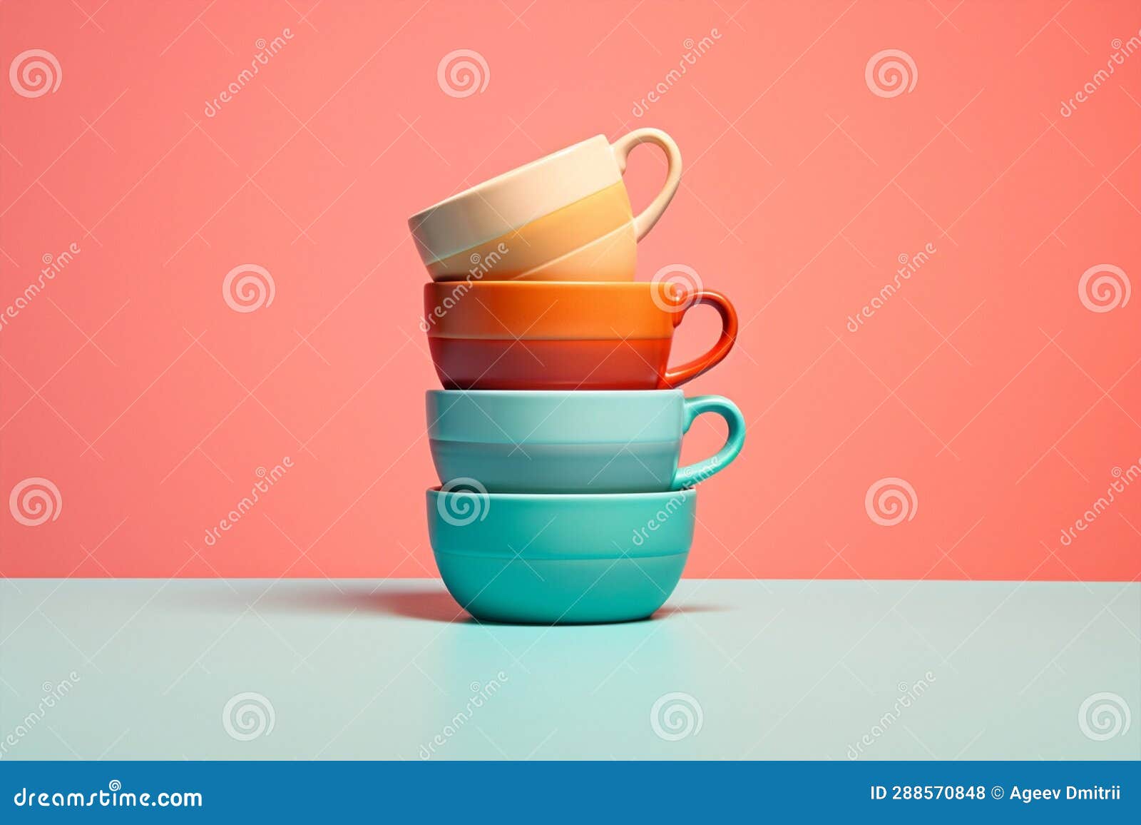 Cup Drink Mug Stack Empty Blue Stock Photo - Image of design, vintage ...