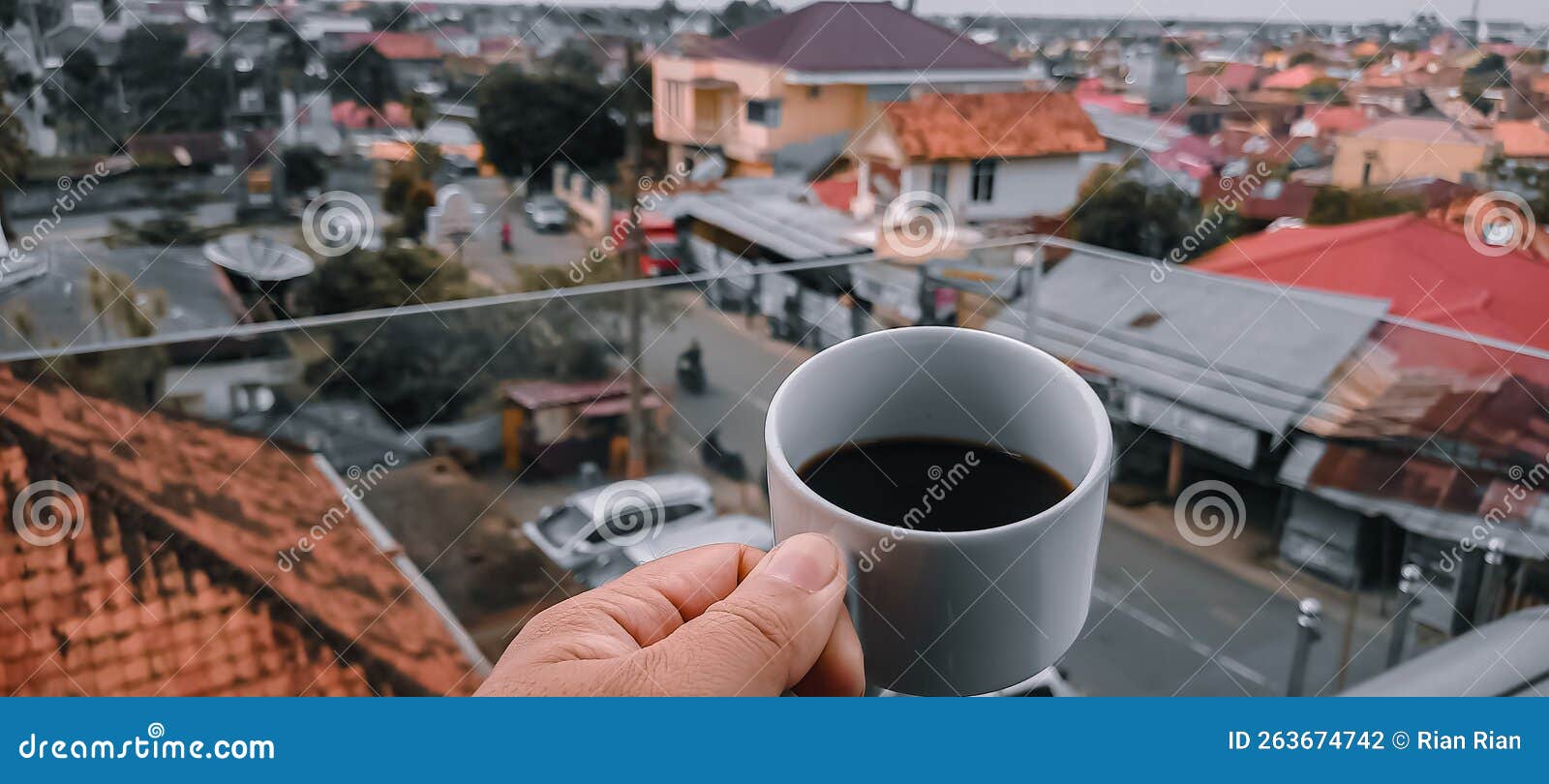 A Cup of Dusk Coffee stock photo. Image of dish, coffeea - 263674742
