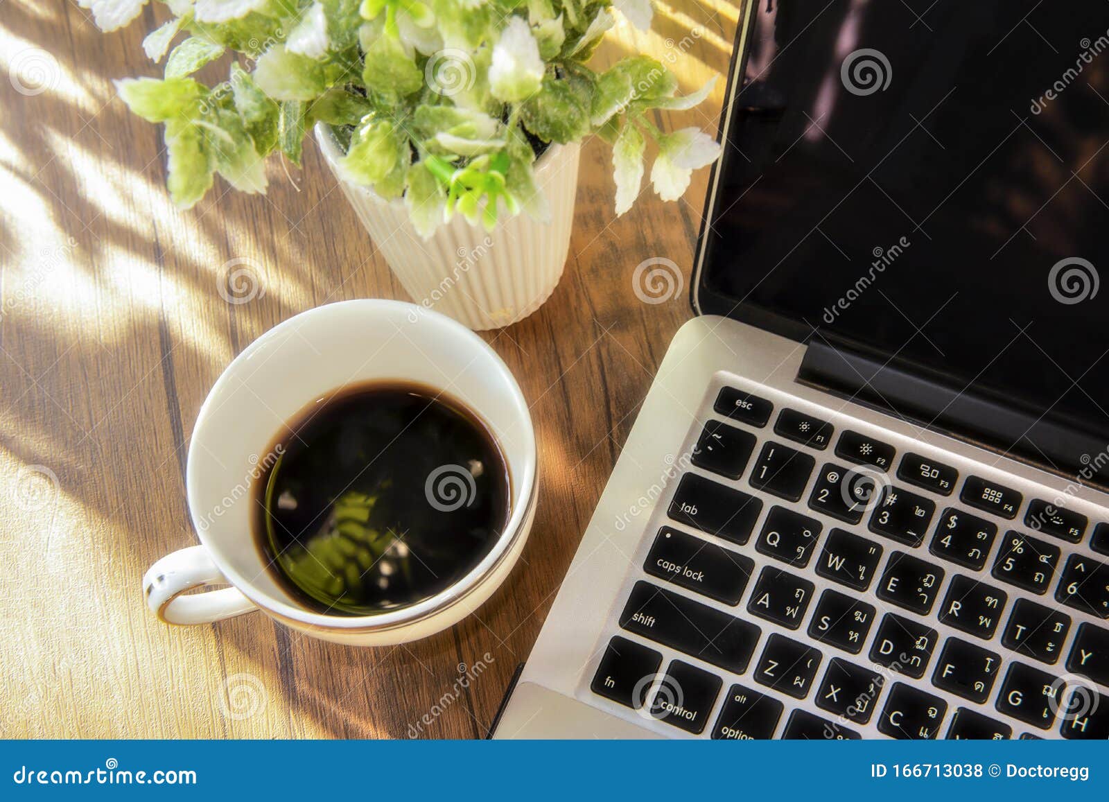 A Cup of Espresso Coffee with Computer Notebook Stock Photo - Image of ...