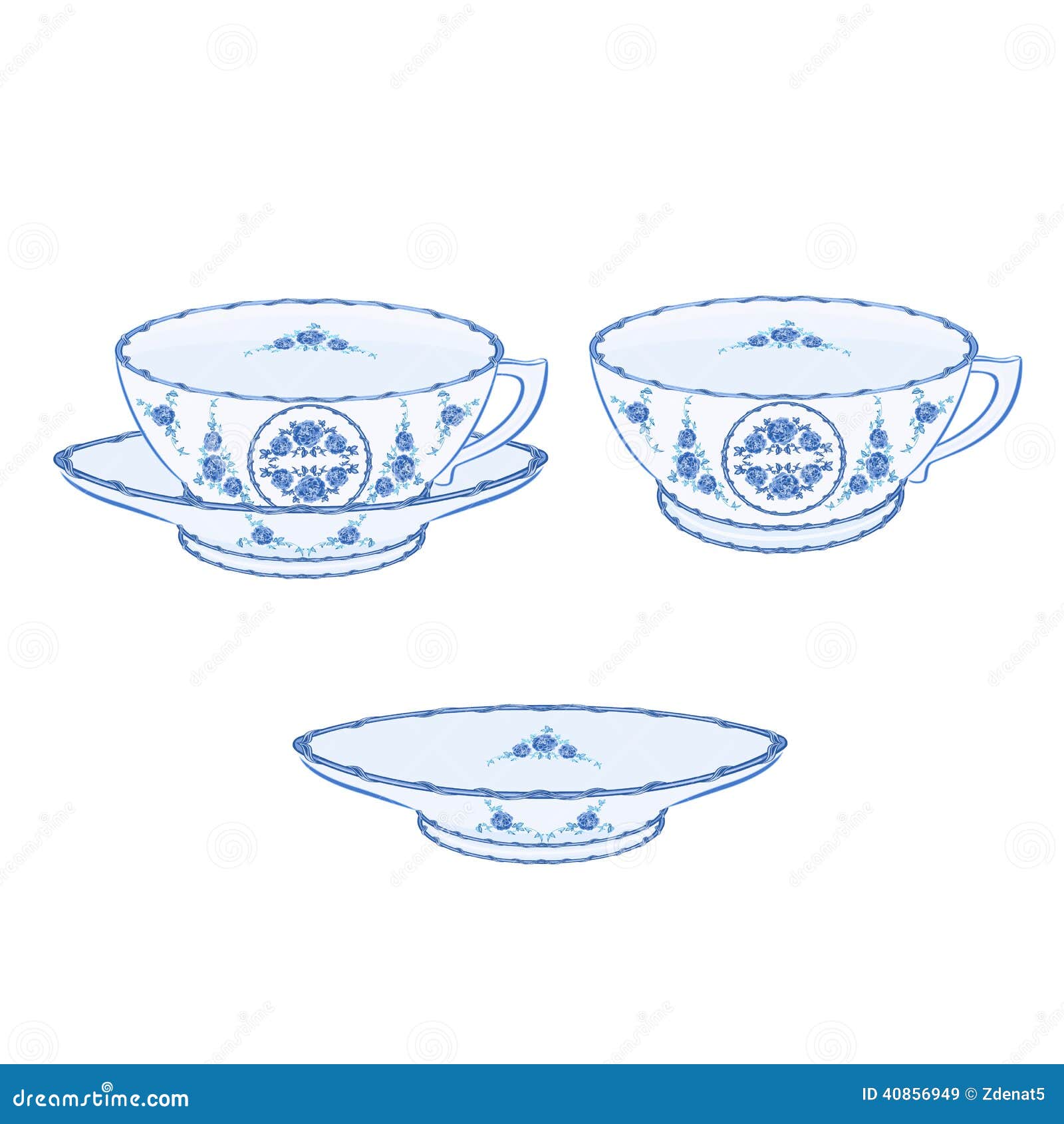 Cup Faience Part of Porcelain Vector Stock Vector - Illustration of ...