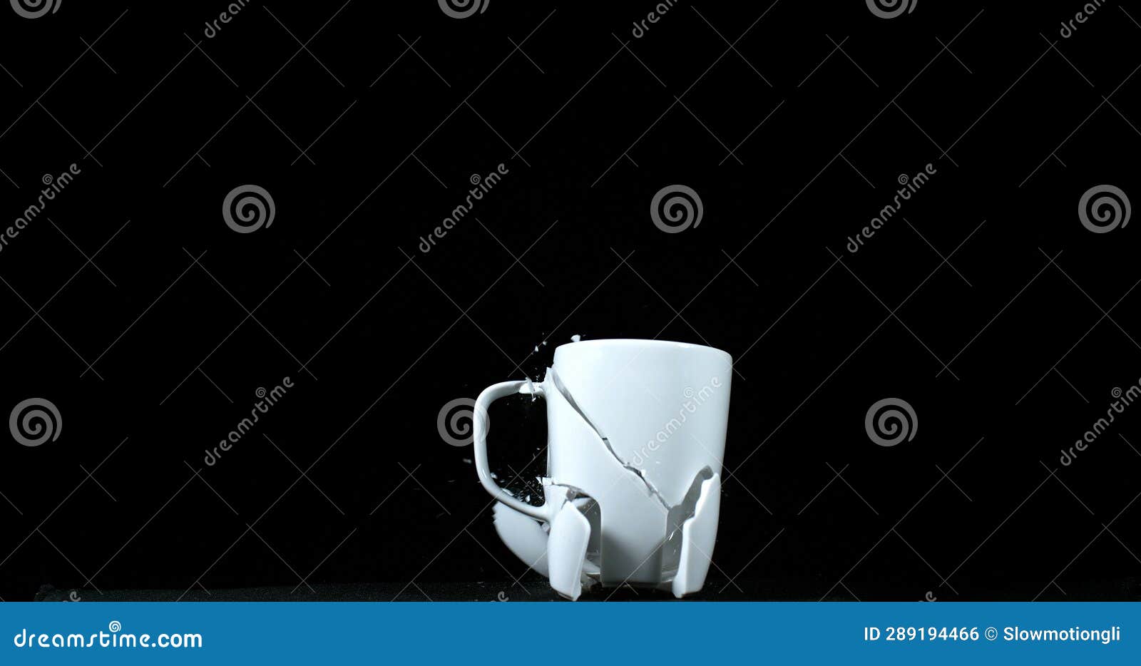 Cup Falling and Exploding on Black Background Stock Photo - Image of ...