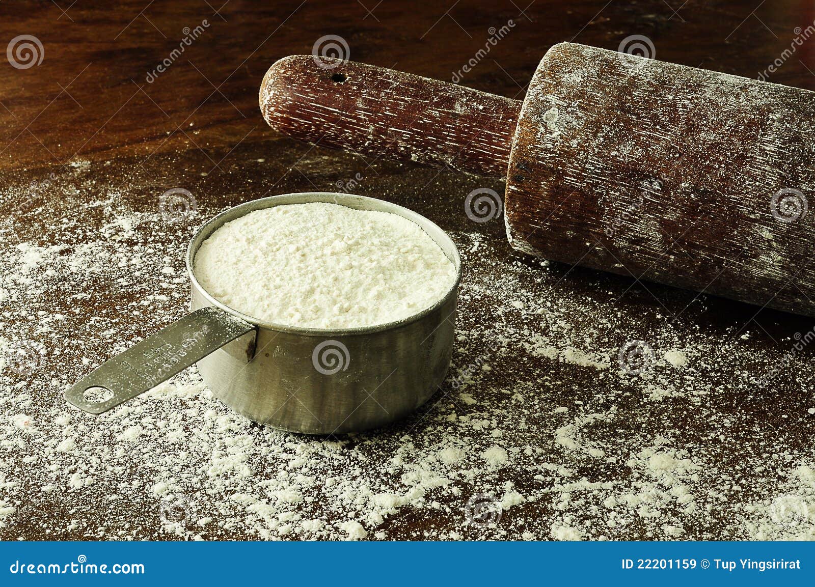 A cup of flour stock image. Image of wood, wheat, stainless - 22201159