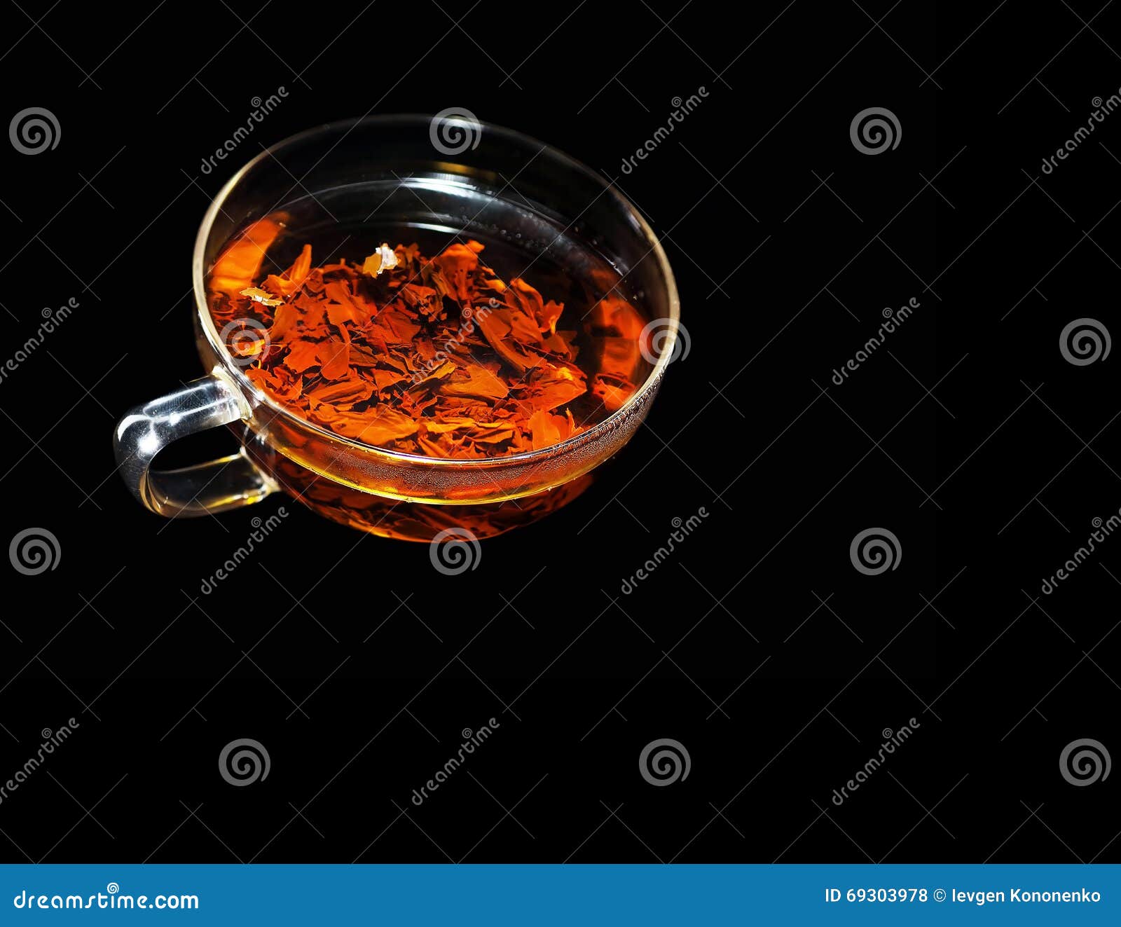 A Cup of Fragrant Hot Tea on a Black Background Stock Photo - Image of ...