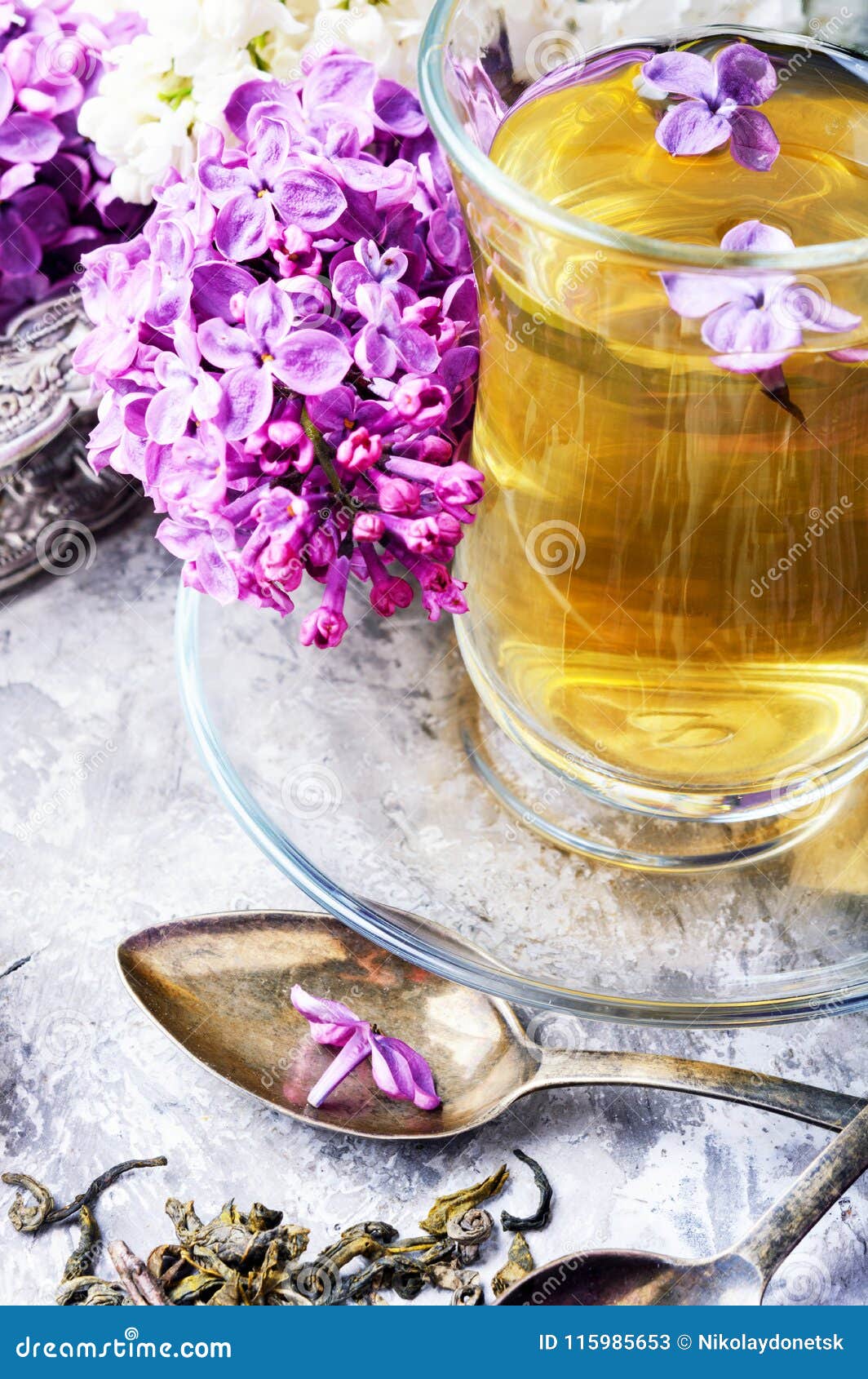 Tea with lilac flavor stock image. Image of leaf, pink - 115985653
