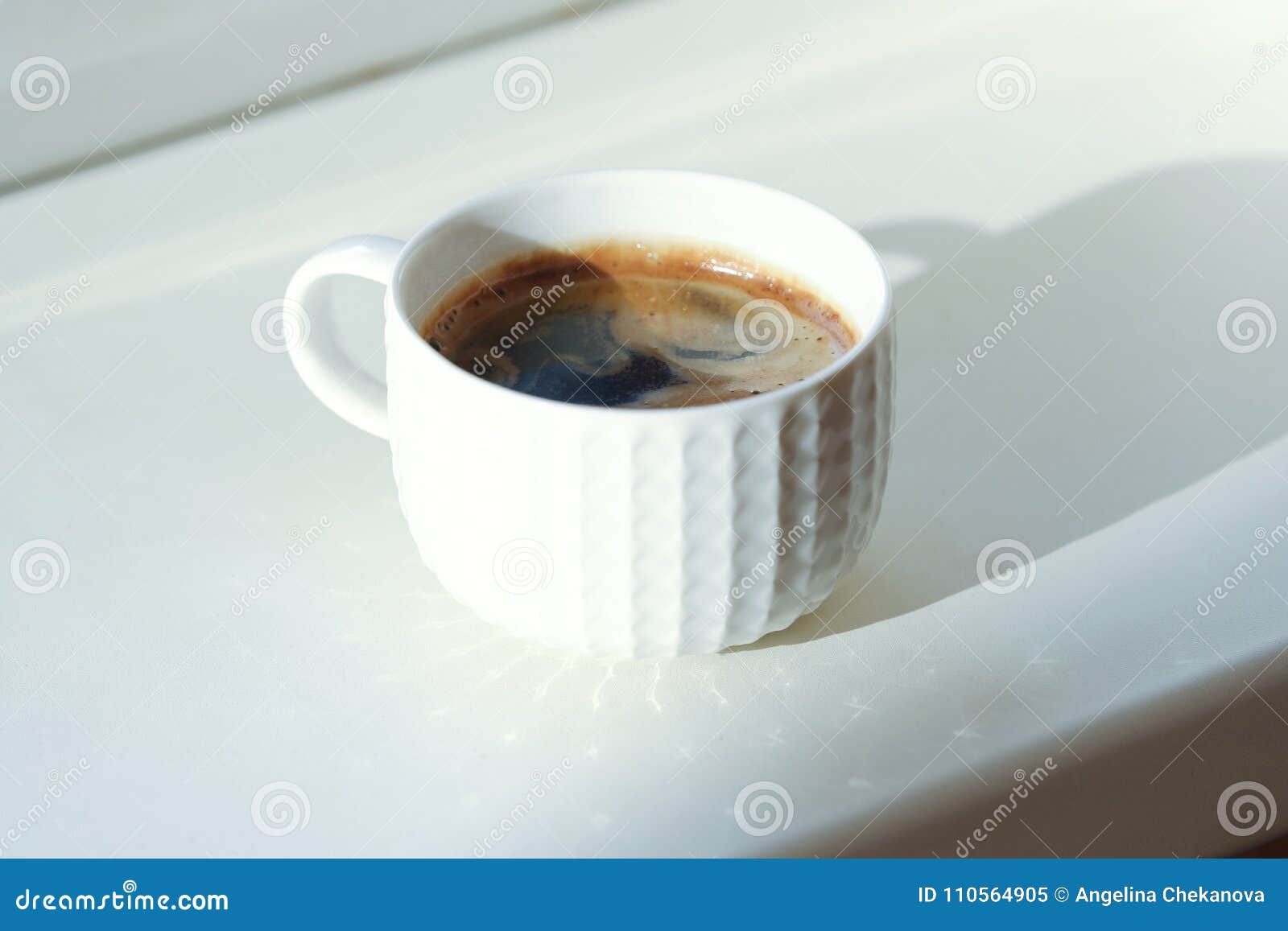 Cup of Fresh Coffee on a Sunny Windowsill Stock Image - Image of energy ...