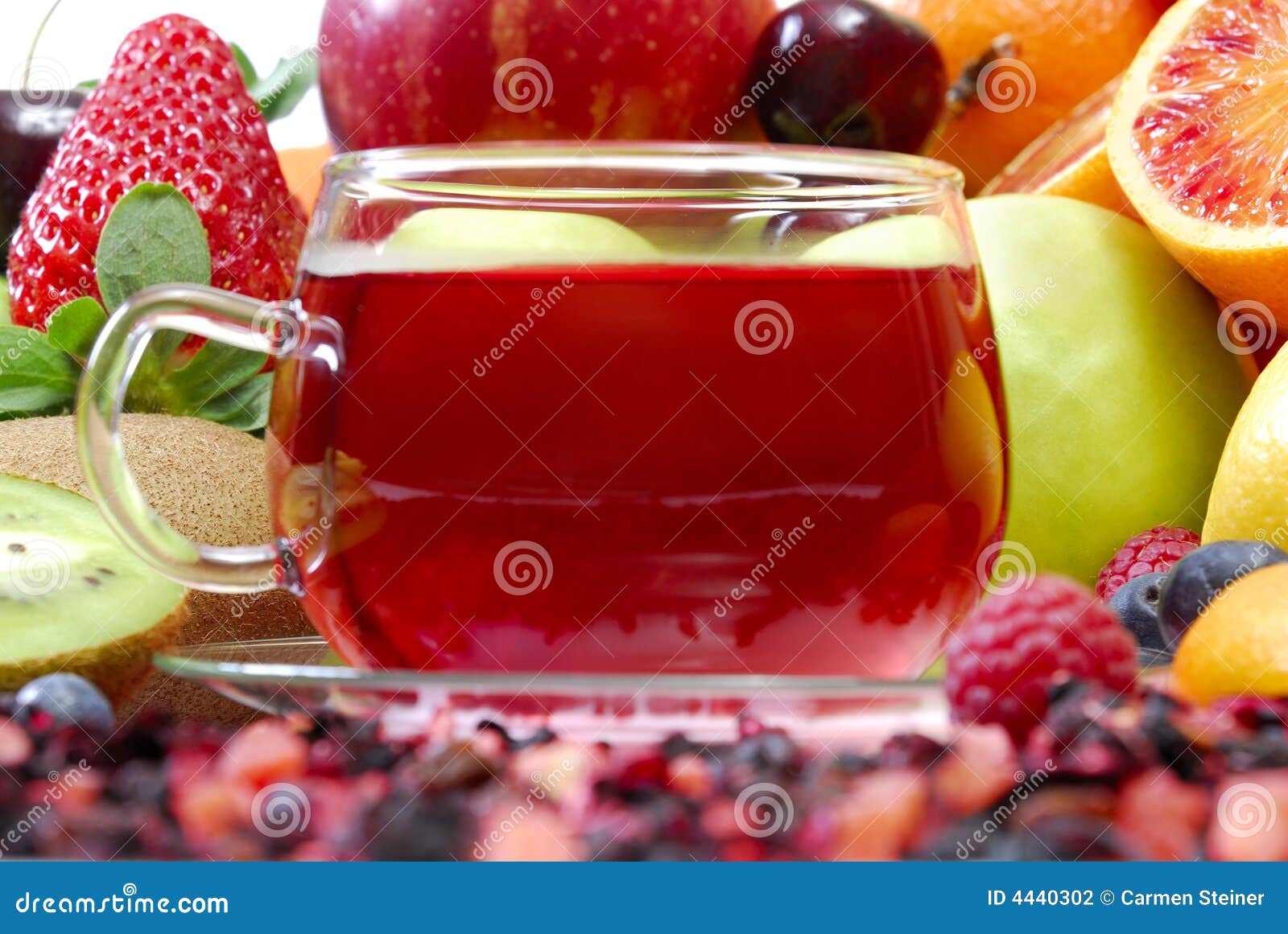Cup of fruit tea stock photo. Image of breakfast, strawberry - 4440302