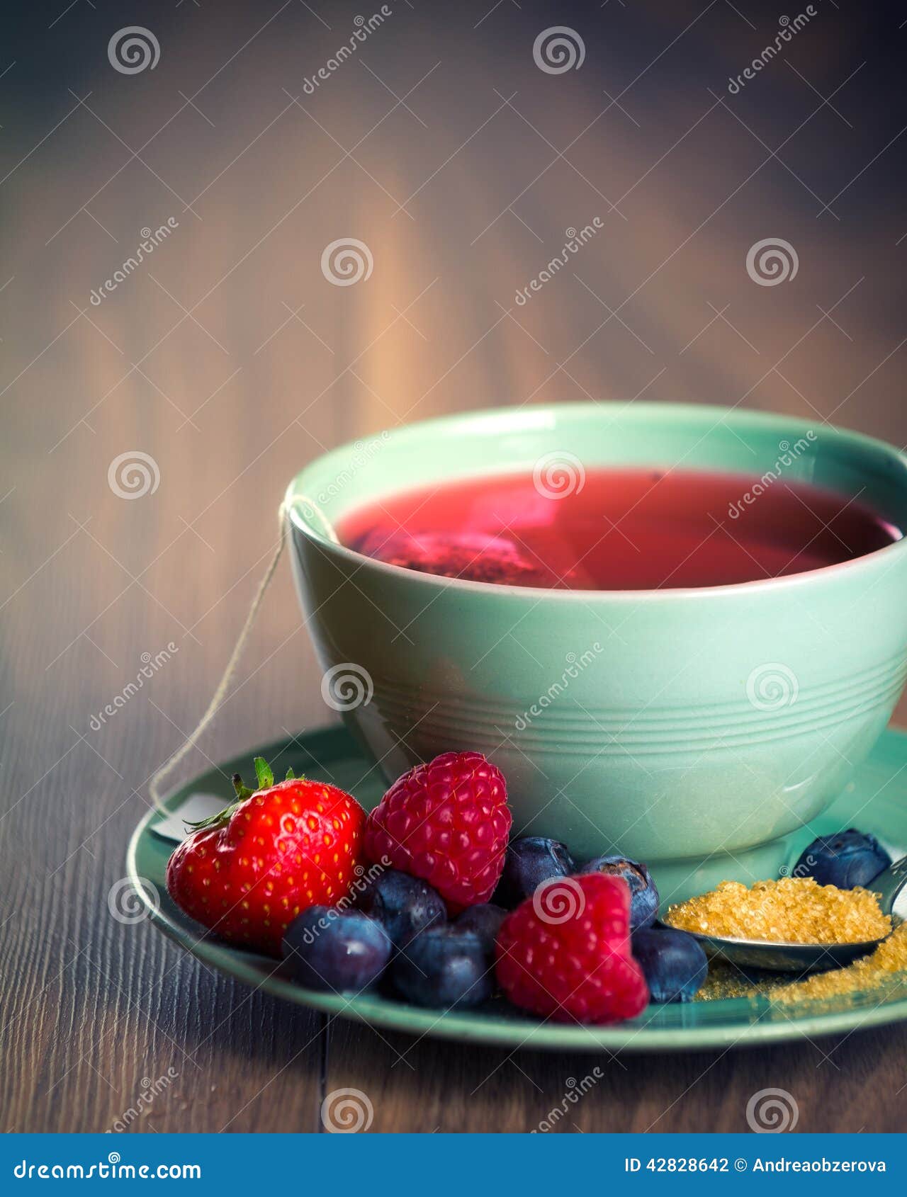 Cup of Fruit Tea with Strawberries, Raspberries an Stock Photo - Image ...
