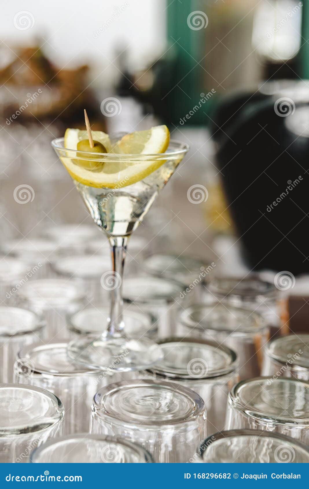 Cup of Gin and Tonic, with a Slice of Lemon and Olive Stock Photo ...