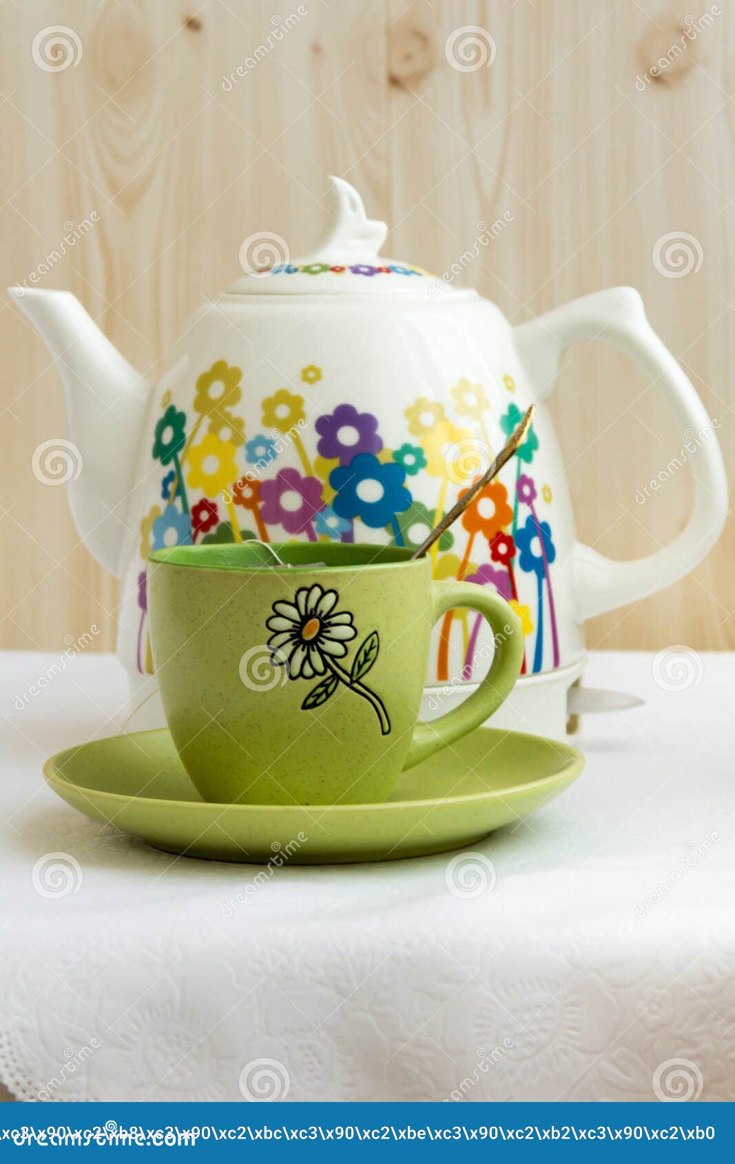 Cup stock photo. Image of teapot, saucer, green, coffee - 63126074