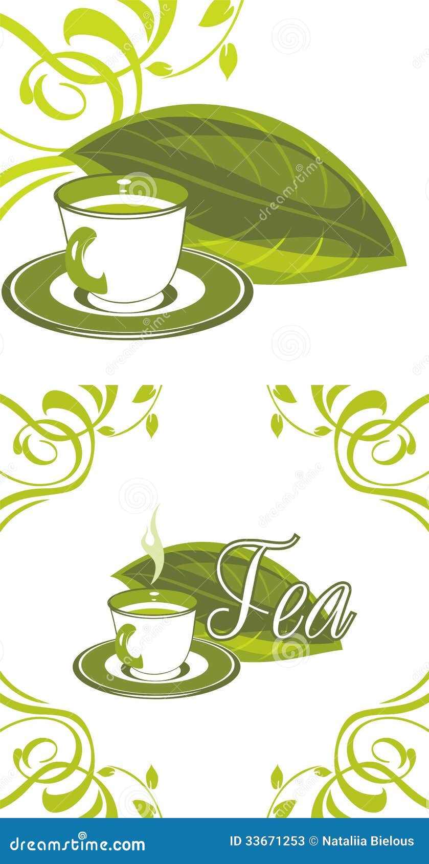 Cup of Green Tea. Elements for Design Stock Vector - Illustration of ...