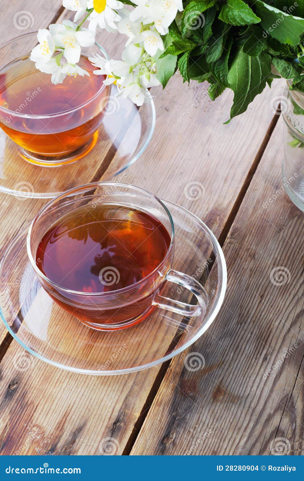 Cup With Green Tea And Fresh Herbs Stock Photo - Image of healthy ...