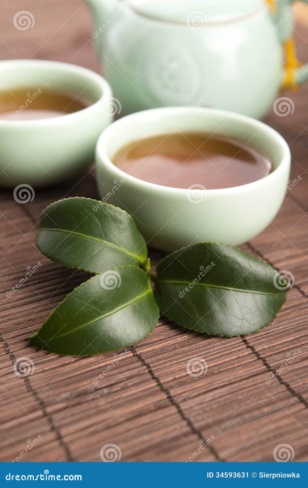 A cup of green tea stock image. Image of branch, ingredient - 34593631