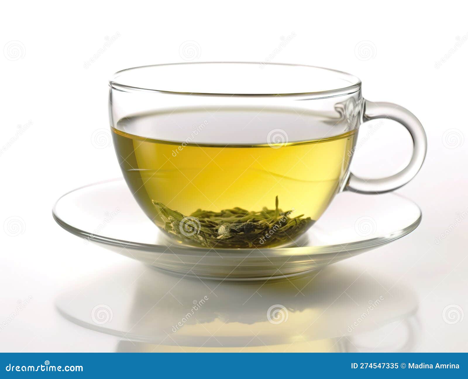Cup of Green Tea Isolated on White Background. Stock Image - Image of ...