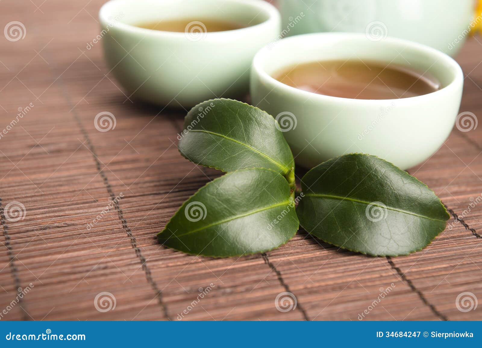 A Cup of Green Tea with Leaves Stock Image - Image of chinese ...