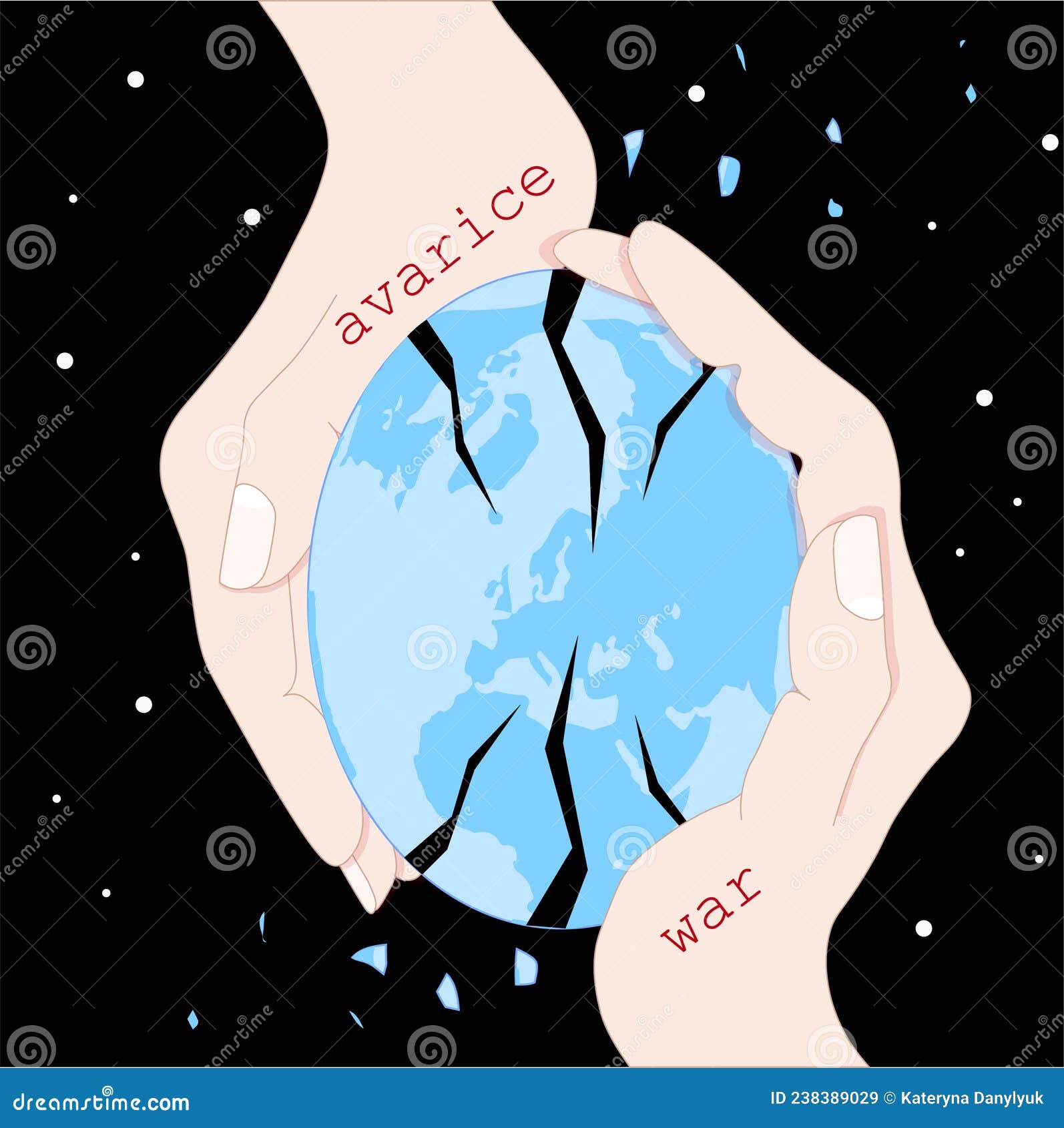 Avarice And War Conceptual Banner. People Destroying Earth Planet. Two ...