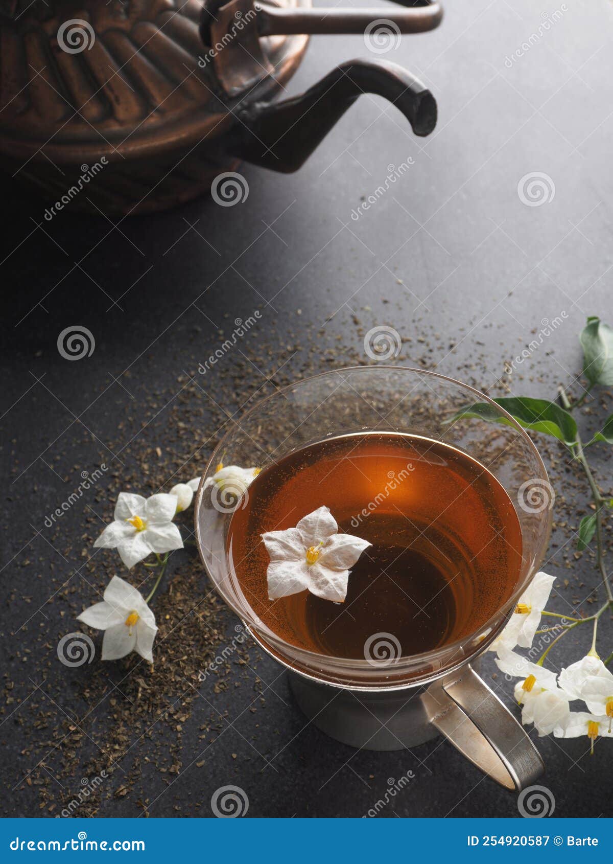 Cup of Healthy Jasmin Tea on a Dark Table Stock Image - Image of ...