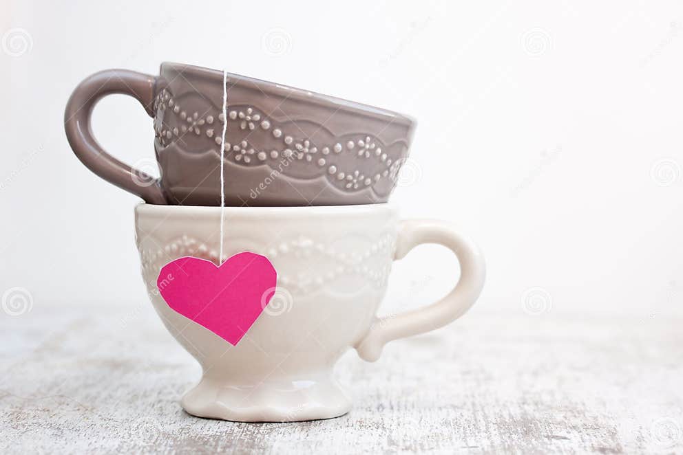 Cup with Heart Shaped Tea Bag Stock Image - Image of saucer, shape ...