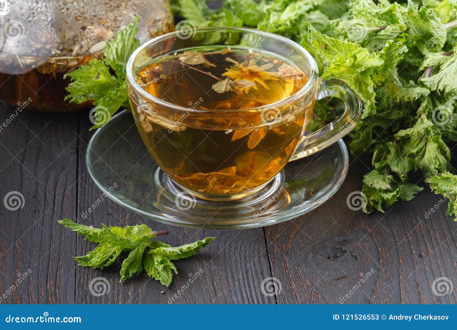 Cup of Herbal Tea with Fresh Herbs Stock Image - Image of liquid, aged ...