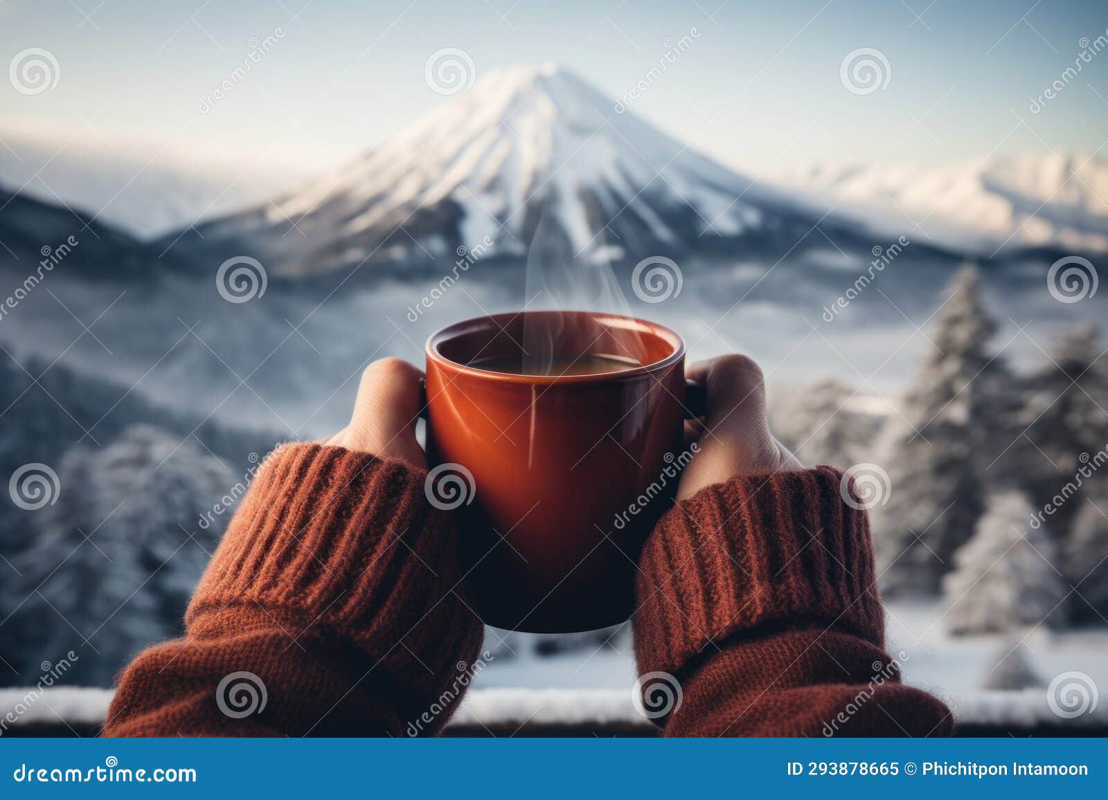 Cup of Hot Beverage on a Breezy Winter Morning. Generative Ai Stock ...