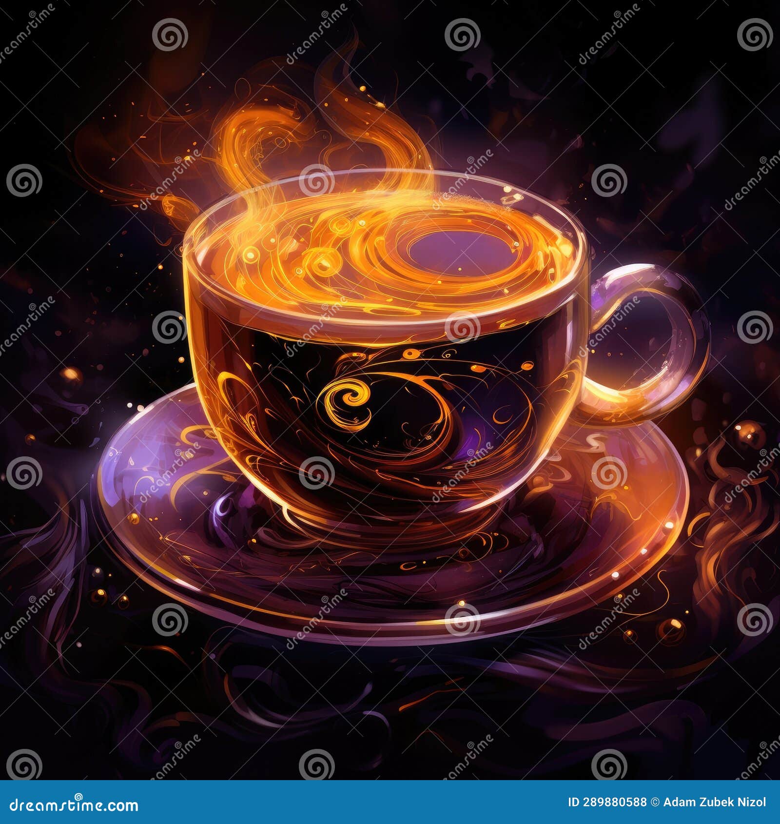 A Cup of Hot Coffee with Flames Stock Illustration - Illustration of ...