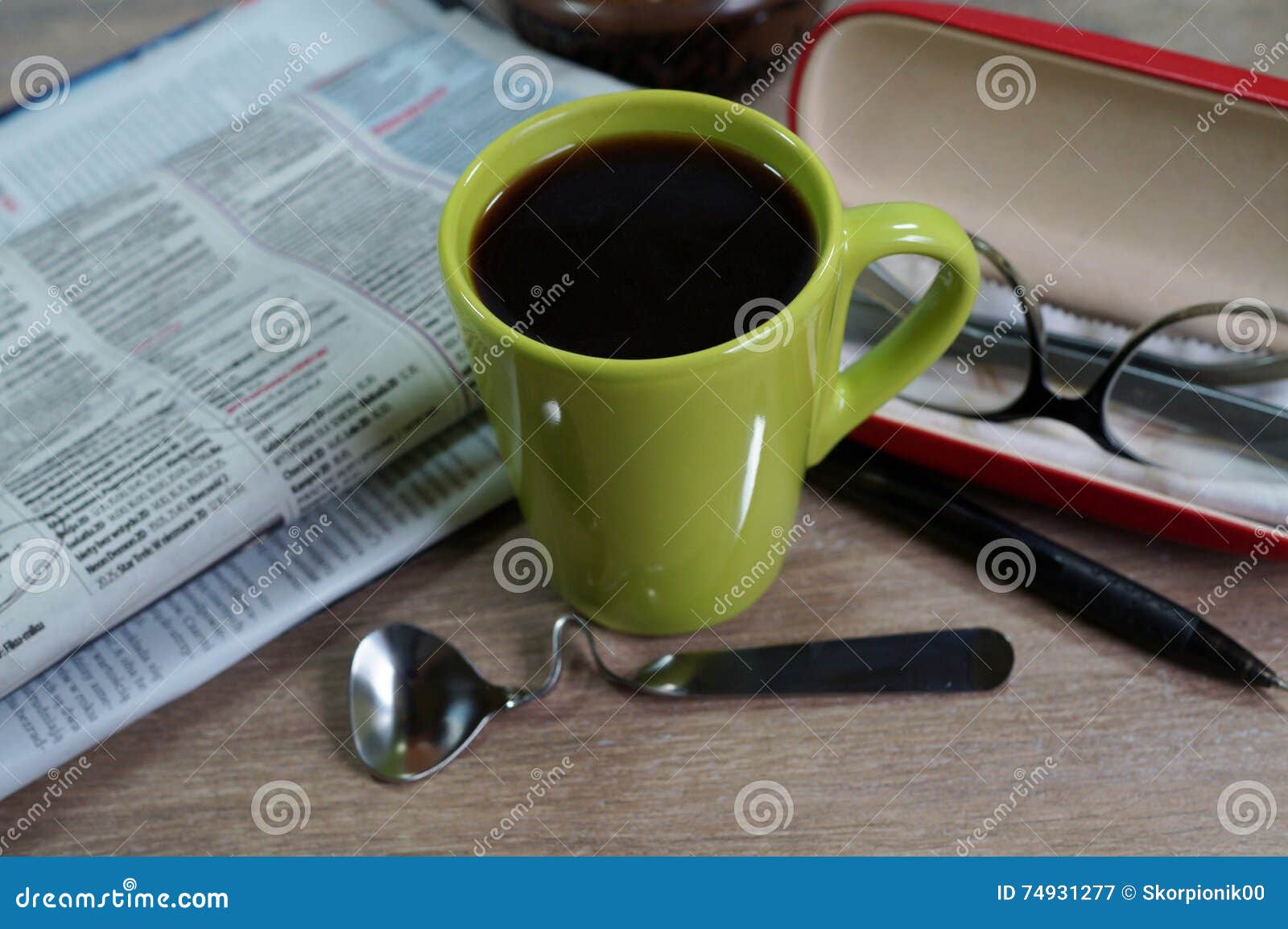 Cup of Hot Coffee on a Good Day and a Morning Newspaper Stock Image ...